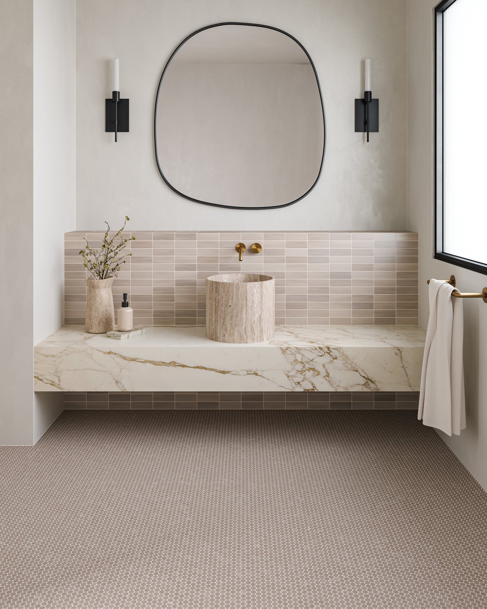 Bedrosians Tile & Stone - Marin - 3/4" Porcelain Penny Round Mosaic ...