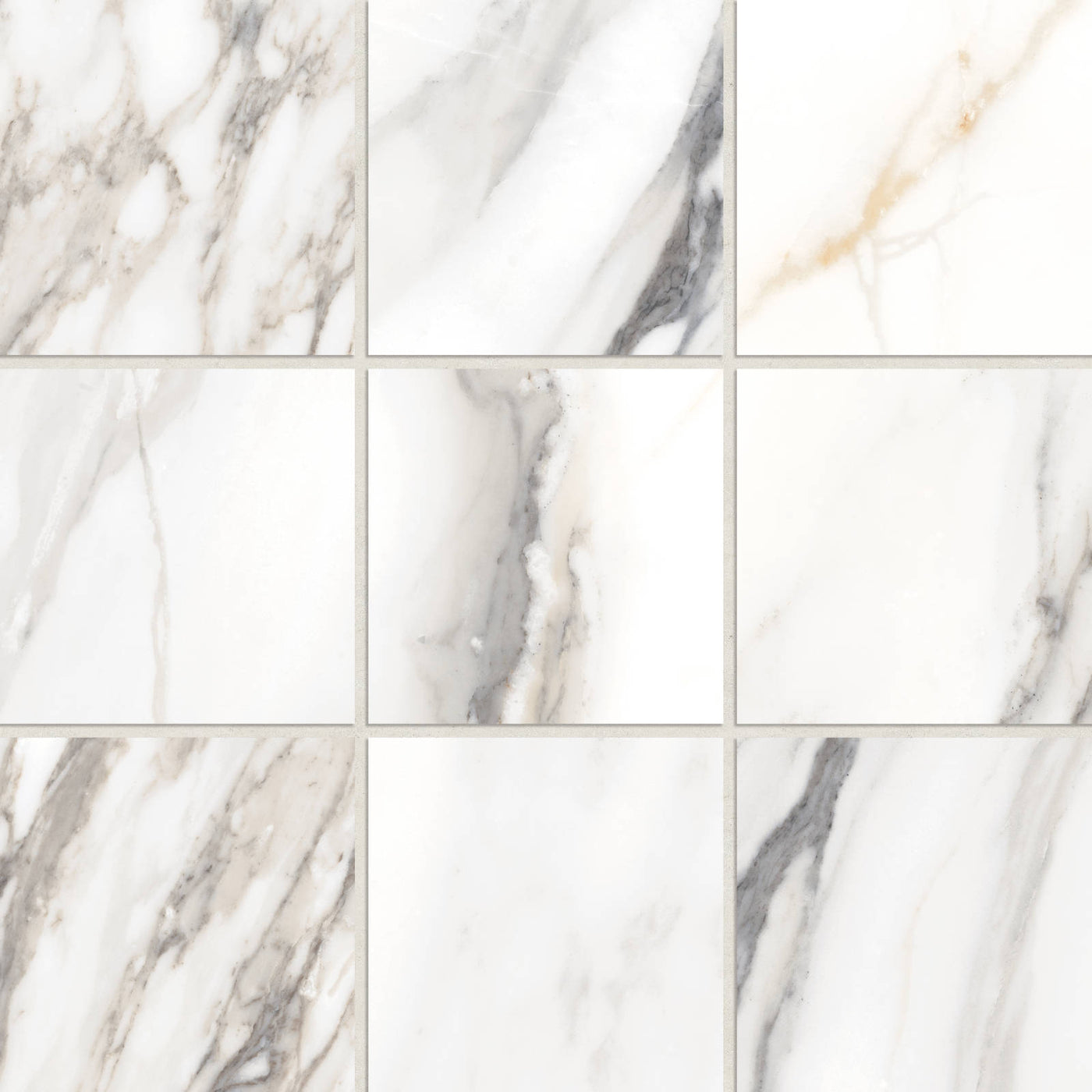 Bedrosians - Prati 4" x 4" Honed Porcelain Mosaic Tile - Calacatta Bor ...
