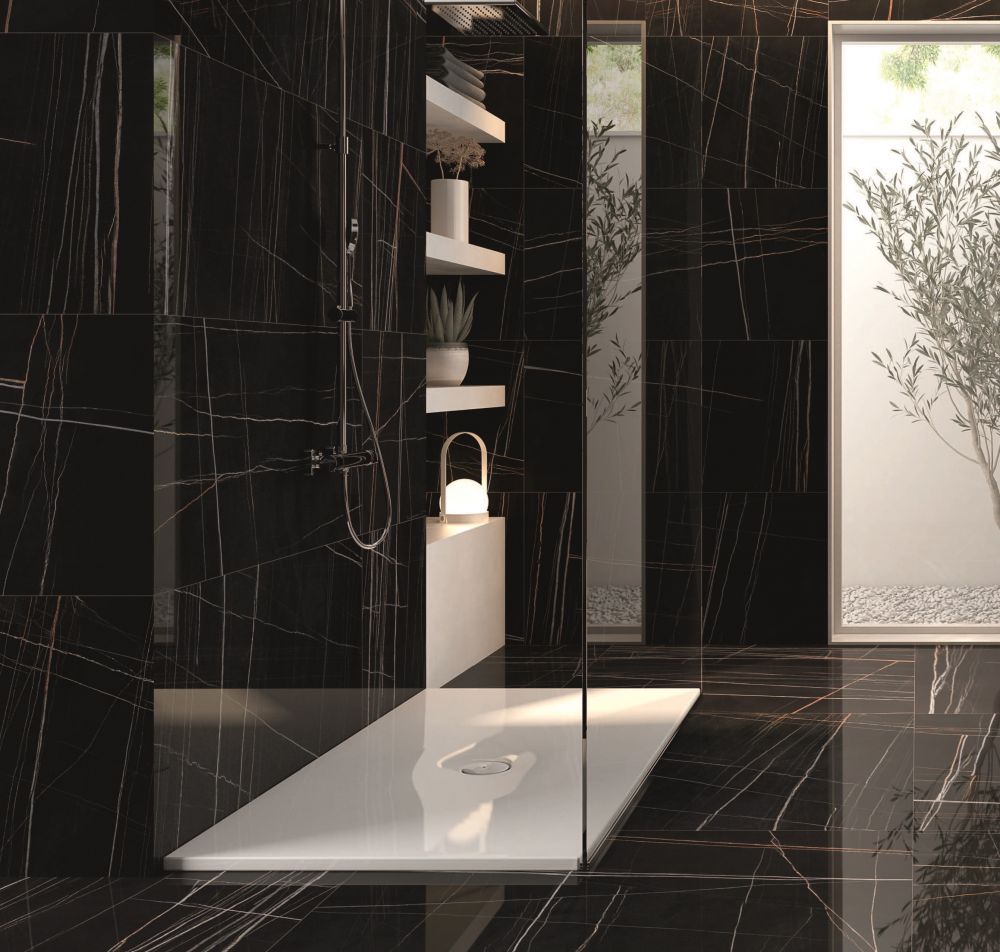 Elysium - Noir - 24 in. x 48 in. Rectified Porcelain Tile - Polished B ...
