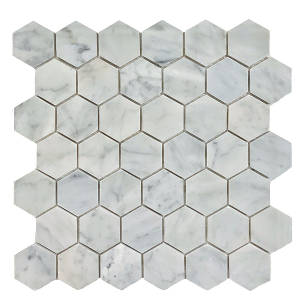 Rickert Tile - Carrara 2" Hex Polished - Floorzz