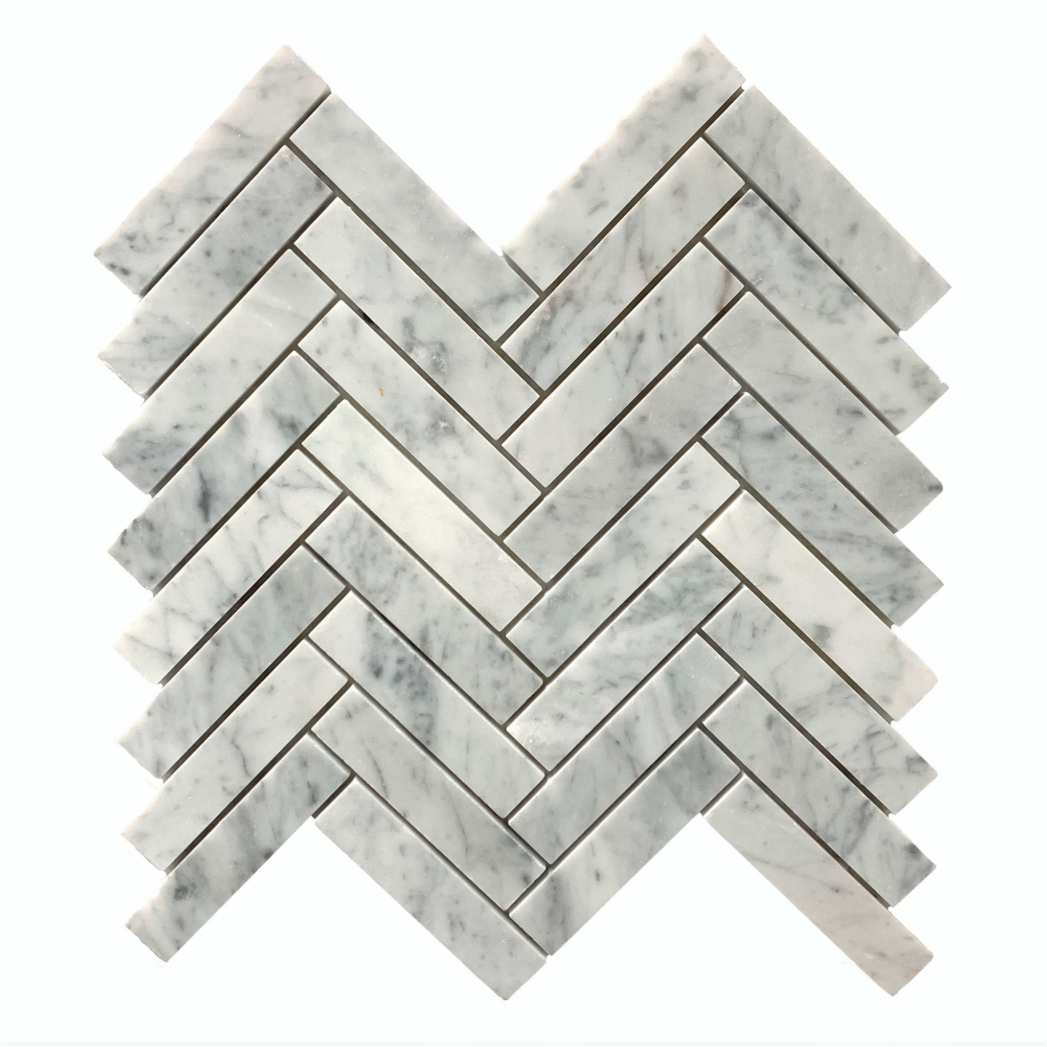 Rickert Tile - 1" x 4" Herringbone - Carrara - Floorzz