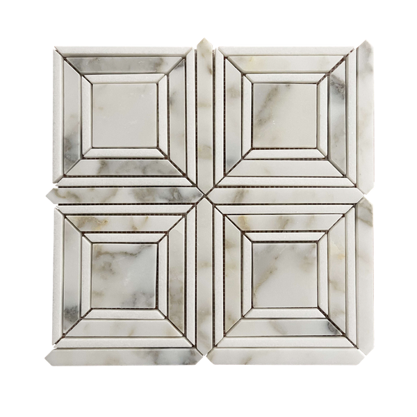 Rickert Tile - 12" x 12" - Block Calacatta Gold w/ Thassos Line Polish ...