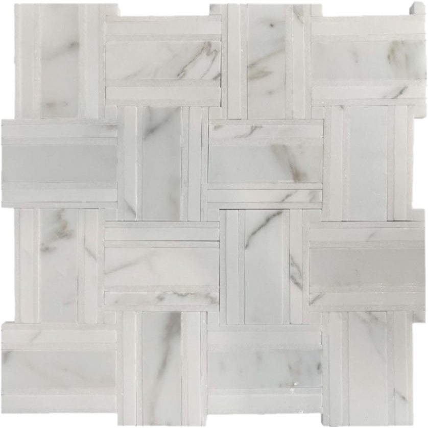 Rickert Tile - 12.6" x 12.6" - Calacatta Gold - Thassos Frame — Floorzz