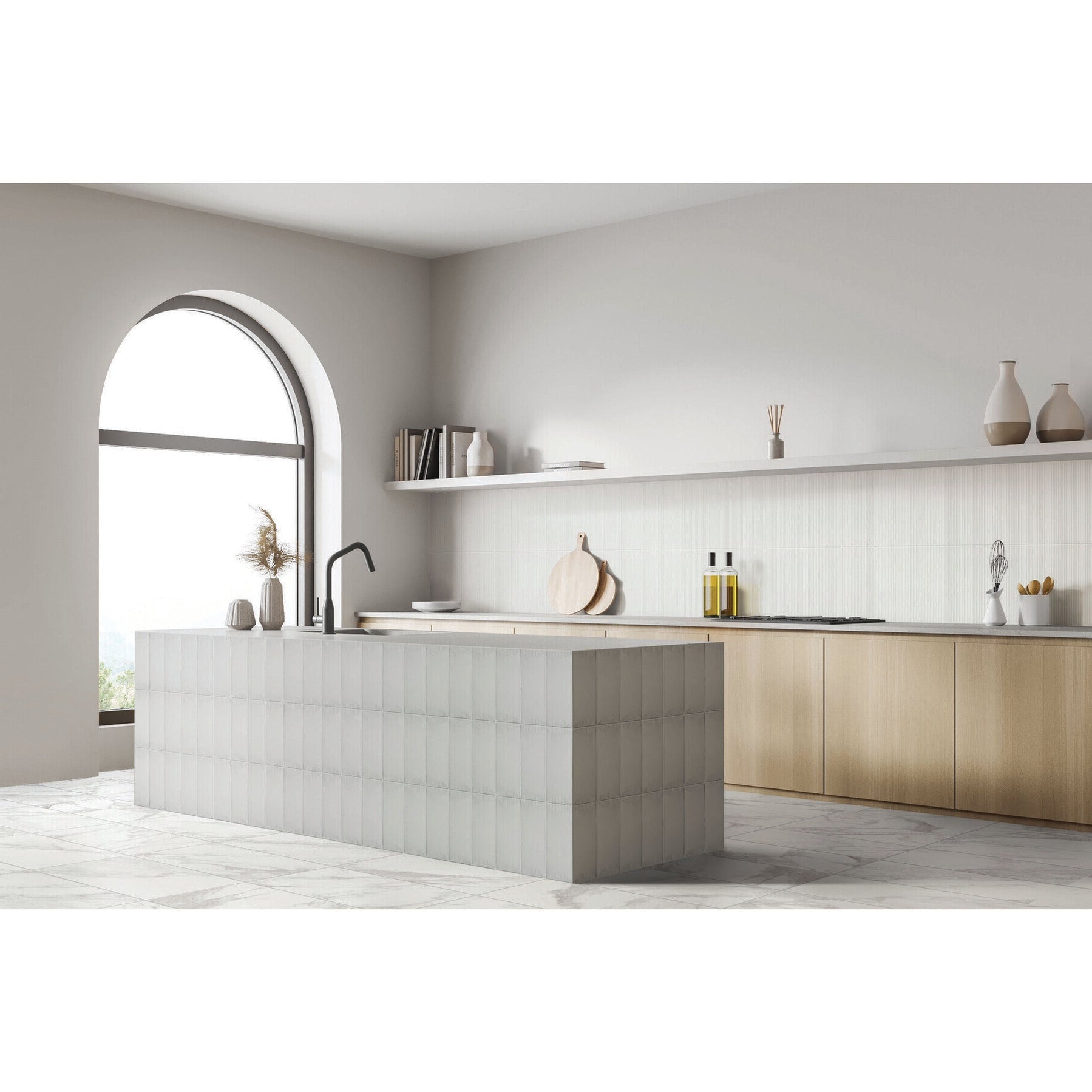 Daltile - Stencil 4 in. x 12 in. Ceramic Wall Tile - Half Moon Matte ...