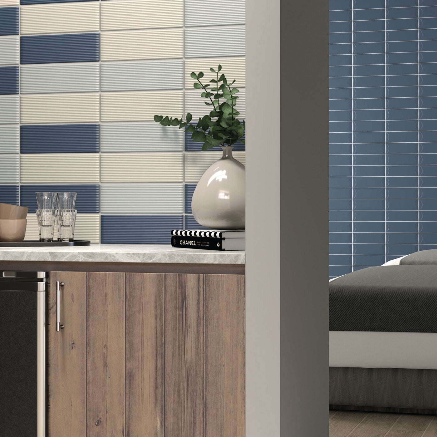 Daltile - Stencil 4 in. x 12 in. Ceramic Linear Wall Tile - Grey — Floorzz