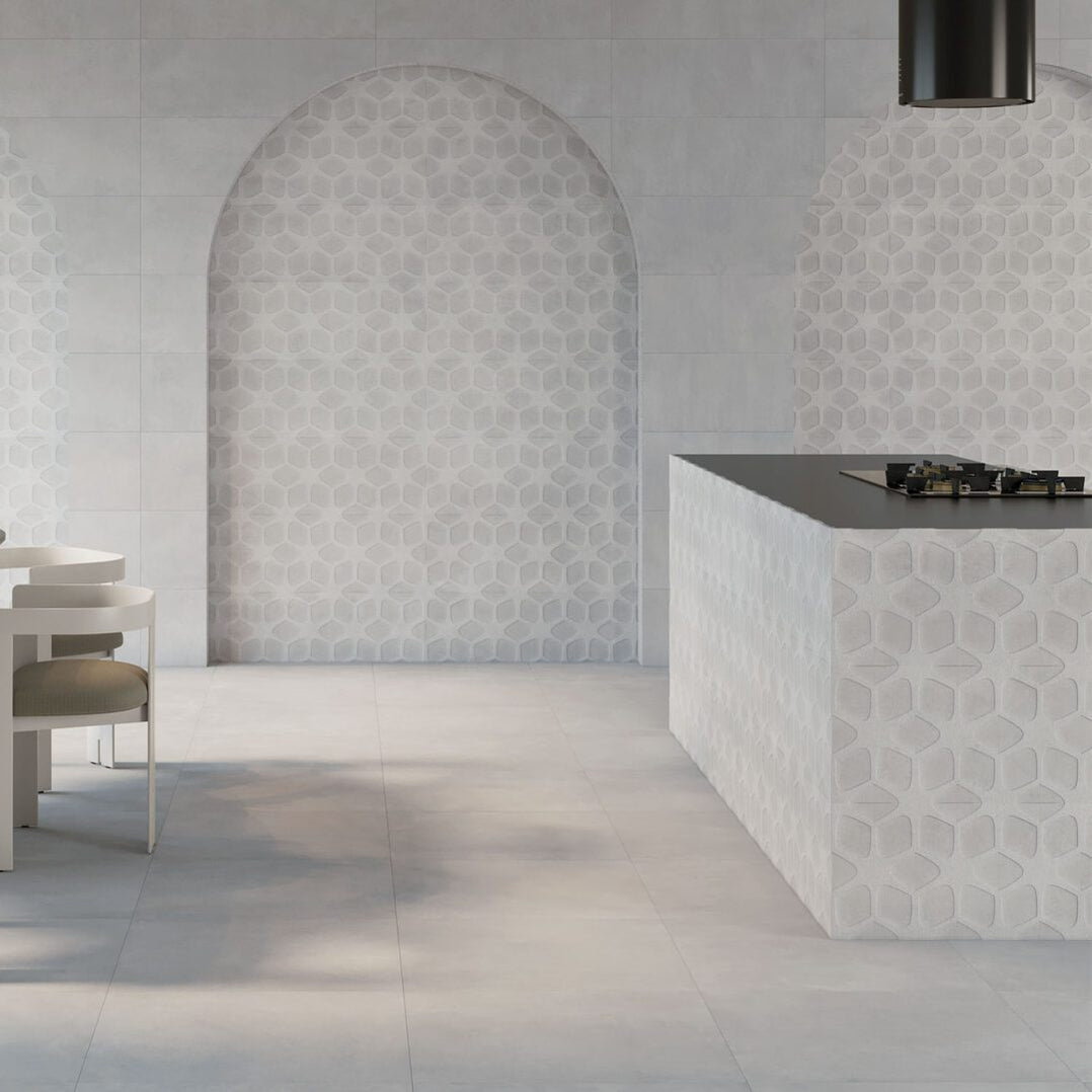 Lungarno - New Dimensions 12" x 36" 3D Ceramic Wall Tile - Moon Concav ...