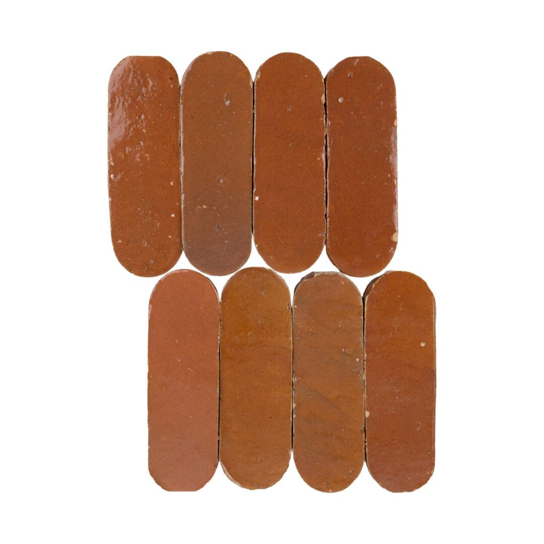 Lungarno - Zellige Bespoke - 2 " x 6" Ovals Glossy Terracotta Tile - S ...