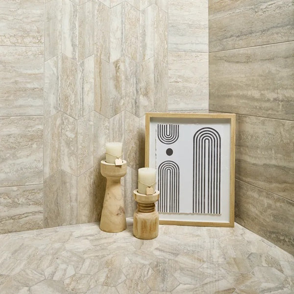 Arizona Tile - Invictus Vein Cut Chevron Polished Porcelain Mosaic - B ...