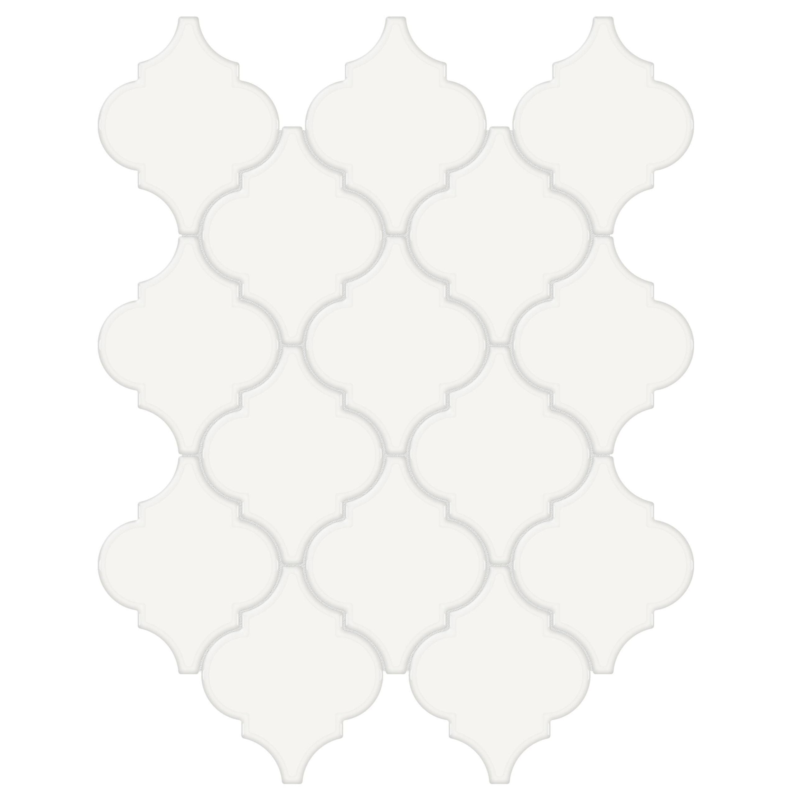 Tesoro Collection - Soho Series - Arabesque Mosaic - Glossy Canvas Whi ...