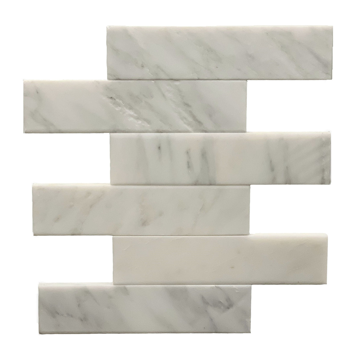 Rickert Tile - Oriental White Brushed Marble Mosaic — Floorzz