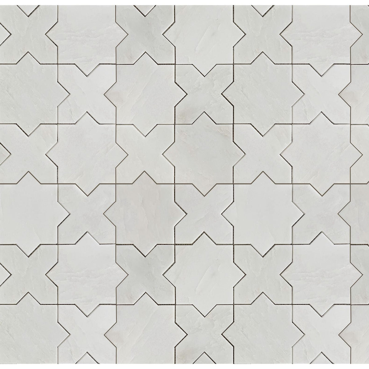 Rickert Tile - Oriental White Honed Star and Cross Mosaic — Floorzz