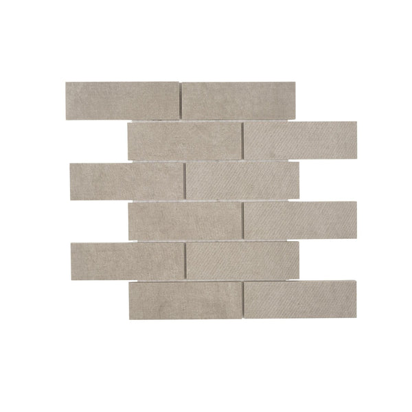 Tesoro - Fusion Fabric Collection 2" x 6" Porcelain Mosaic - Greige ...