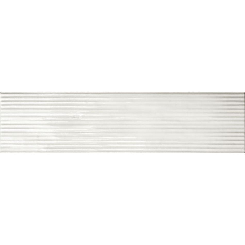 Bellagio - Groove Collection - 3" x 12" Porcelain Tile - Swing White ...