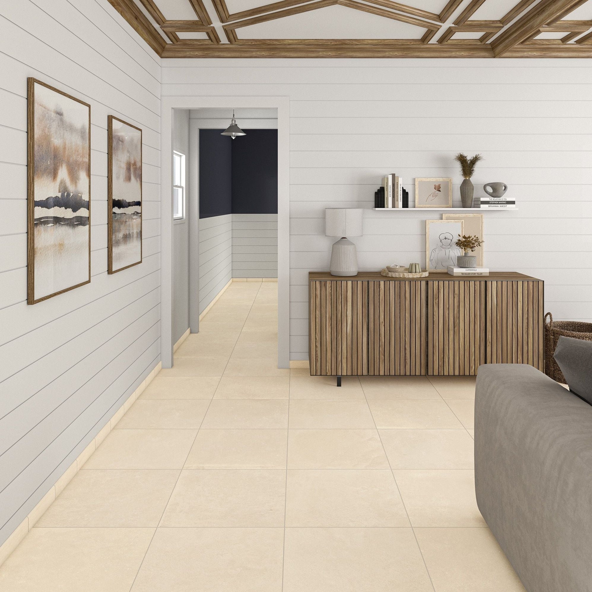 Daltile - Portfolio 12 in. x 24 in. Porcelain Tile - Cream — Floorzz
