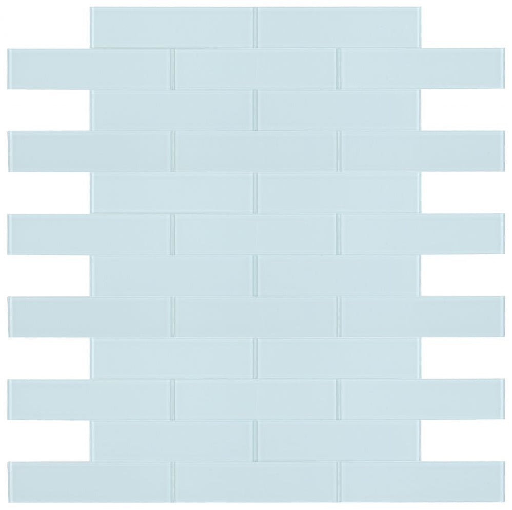 Elysium - Lucy Turquoise Glossy 4 in. x 16 in. Glass Mosaic — Floorzz