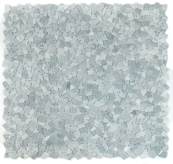 Elysium - Pebble 12" x 12" Glass and Marble Mosaic - Grey - Floorzz