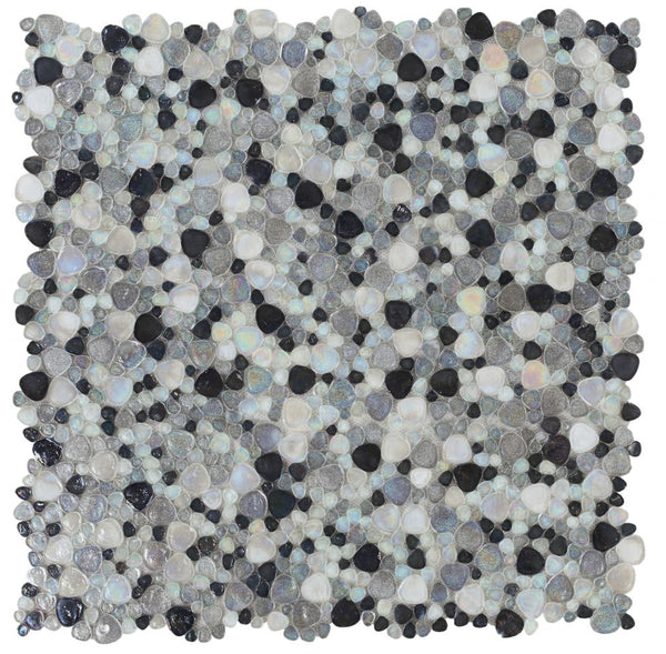 Elysium - Inari Grey Pebble 12 in. x 12 in. Glass Mosaic - Floorzz