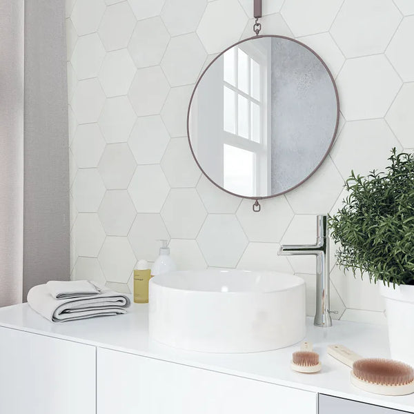 Arizona Tile - Spark Series - 6" x 7" Ceramic Hex Tile - Matte White ...