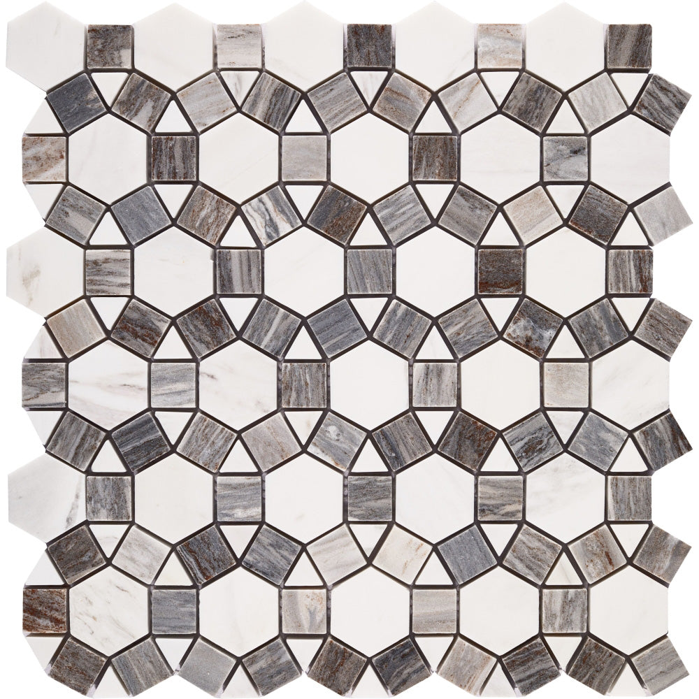 Elysium - Aether Blue 11.5 in. x 12 in. Marble Mosaic - Floorzz