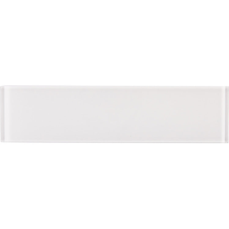 Elysium - Lucy White Glossy 4 in. x 16 in. Glass Mosaic — Floorzz