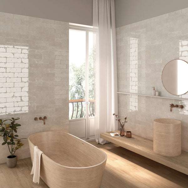 Emser Tile - Inhale 4 in. x 12 in. Glazed Porcelain Tile - Blanco - Floorzz