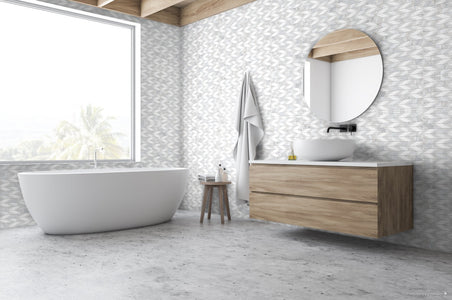 Emser Tile - Kudos 16 in. x 47 in. Glazed Ceramic Tile - Perla Chevron ...