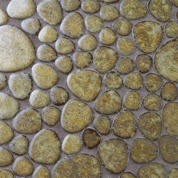 SomerTile - Pebble - Porcelain Mosaic - Brownstone - Floorzz