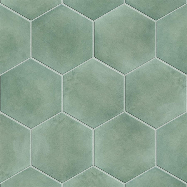 SomerTile - Matter Hexagon 7" x 9" Porcelain Tile - Green - Floorzz