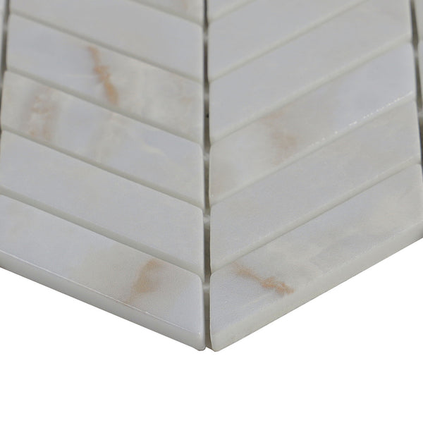 Lungarno - Simple Stone Glass Mosaic - Oro Chevron - Floorzz