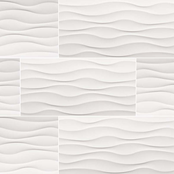 MSI - Dymo Wavy White 12 in. x 24 in. Ceramic Wall Tile - Floorzz