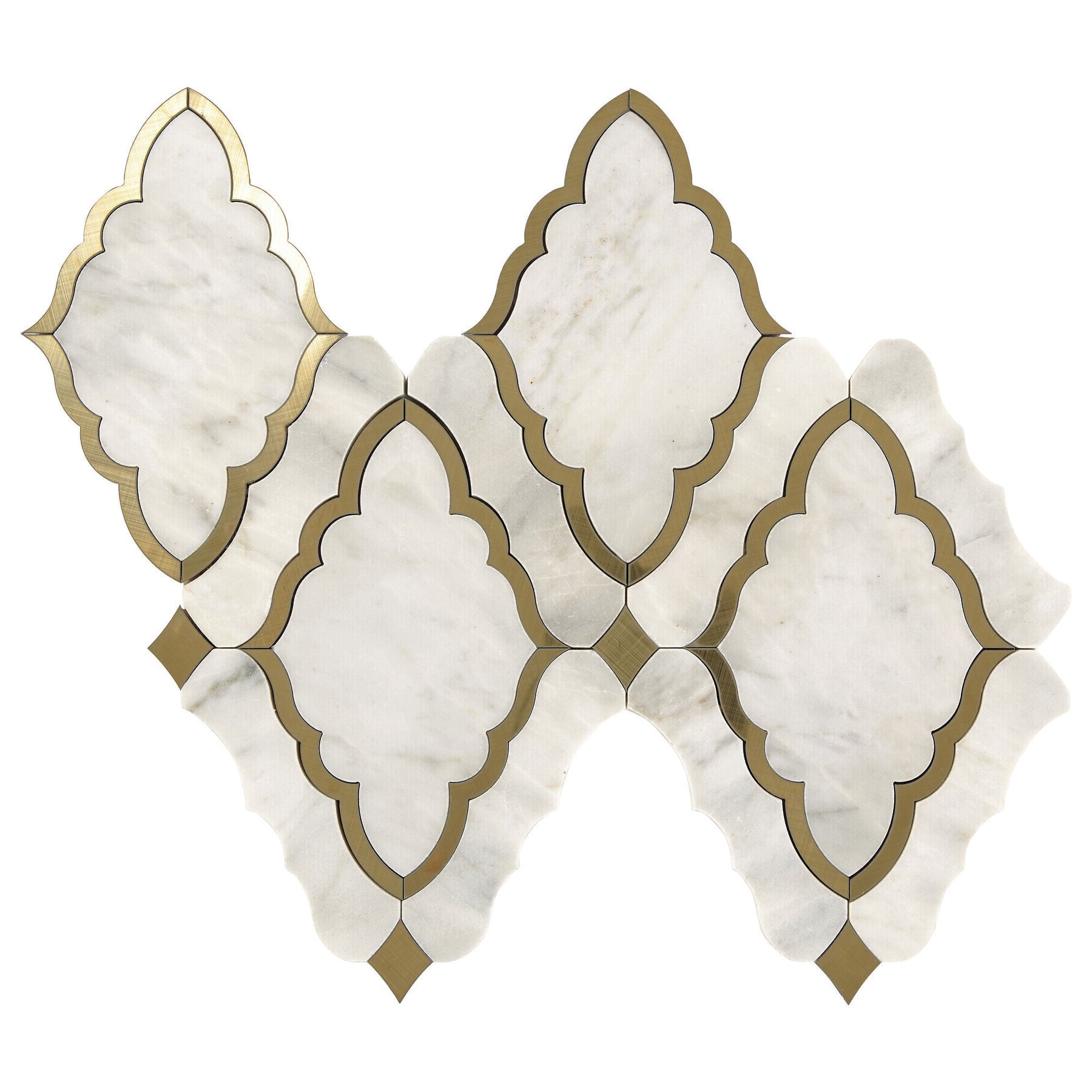 Marazzi - Castellina - Stone and Metal Mosaic - Baroque White and Bras ...