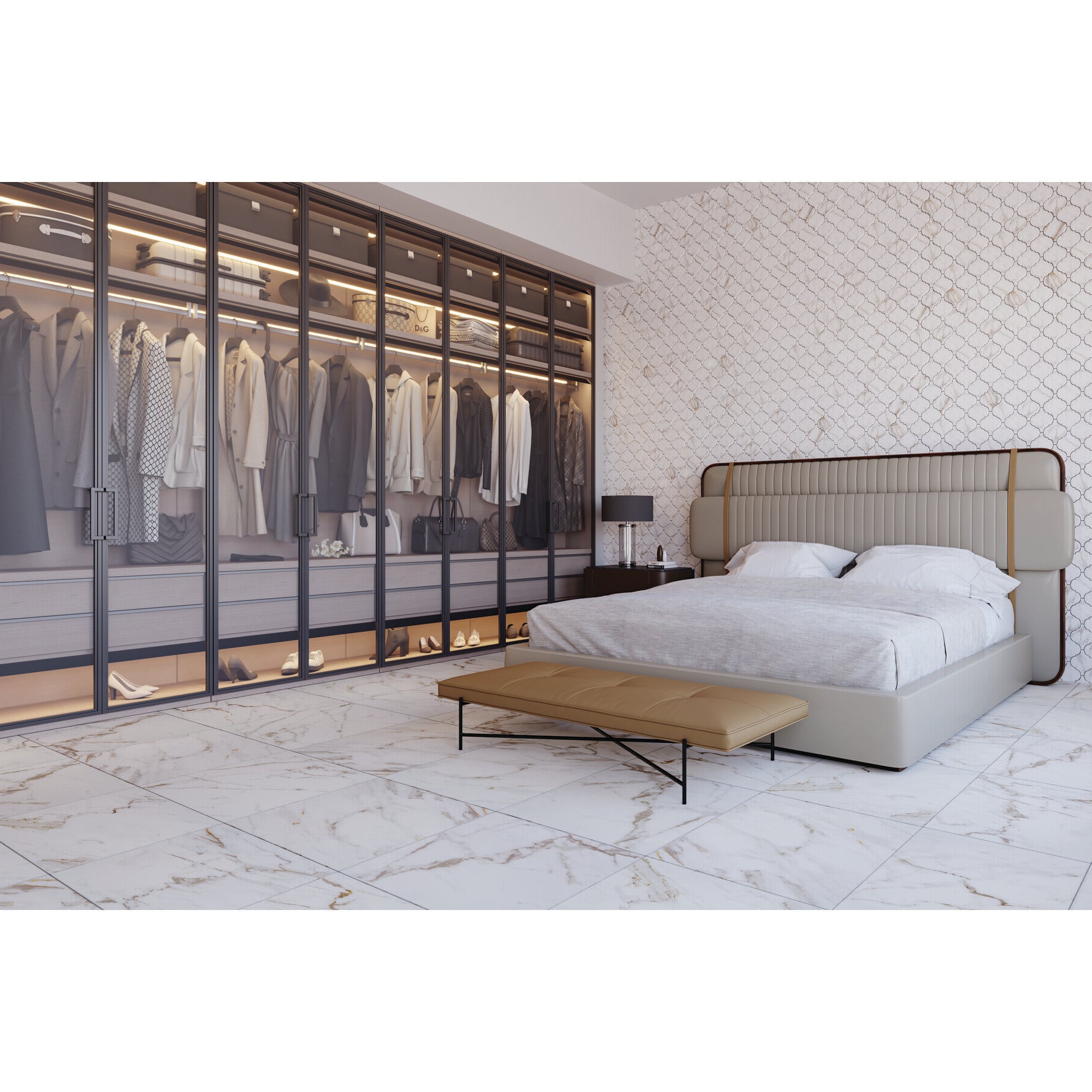 Marazzi - Marble Obsession - 6 in. Arabesque Ceramic Wall Tile - Calac ...