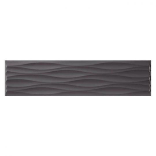 Tesoro - Krea 4" x 16" Ceramic Wall Tile - Midnight Ripple Glossy - Floorzz