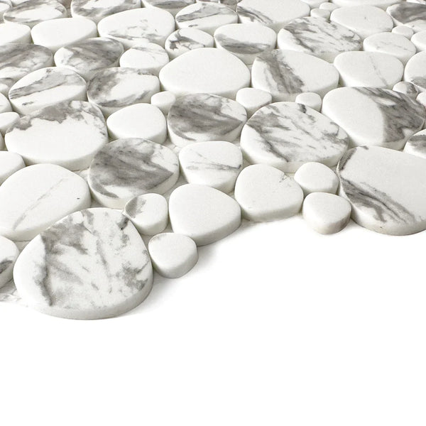 Lungarno - Simple Stone Glass Mosaic - Bianco Pebble - Floorzz