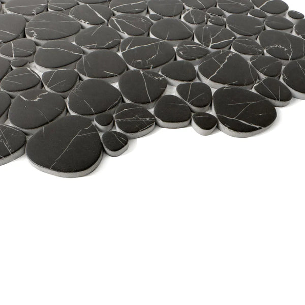 Lungarno - Simple Stone Glass Mosaic - Nero Pebble - Floorzz
