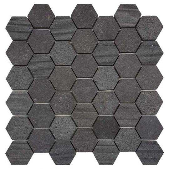 Tesoro Metropolitan Contempo - Basalt Multi Finish 2 in. Hexagon Mosai ...
