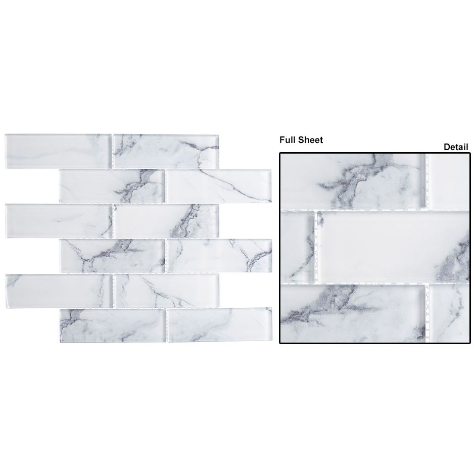 Bellagio - Michelangelo Collection - 2" x 6" Glass Brick Mosaic - Flor ...